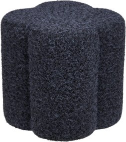 Tmavě modrý taburet z textilie bouclé Durban – House Nordic