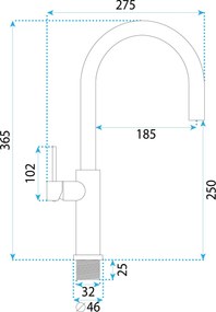 Rea Rivo, vysoká kuchyňská baterie h-365, zlatá matná, REA-B9342