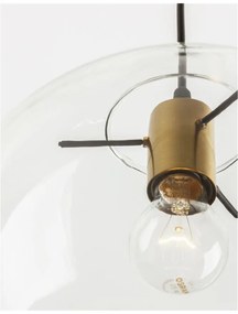 Nova Luce Závěsné svítidlo MIRALE zlatý kov čiré sklo a černý PVC kabel E27 1x12W