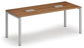 Stůl SQUARE 2000 x 800 x 750, ořech + 2x stolní zásuvka TYP V, stříbrná