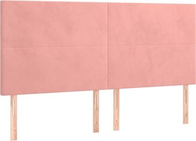 Box spring postel s matrací a LED růžová 160x200 cm samet 3136016