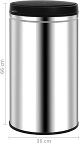 vidaXL Odpadkový koš s automatickým senzorem 60l uhlíková ocel [322695] Barva: Stříbrná