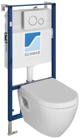 Závěsné WC NERA s podomítkovou nádržkou a tlačítkem Schwab, bílá - NS952-SET5