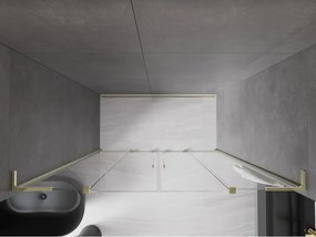 Mexen Velar L Duo, posuvné sprchové dveře do otvoru 200 cm, 8mm čiré sklo, zlatá lesklá, 871-200-003-02-50
