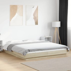 Rám postele s LED osvětlením dub sonoma 160 x 200 cm kompozit 3281086