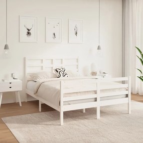vidaXL Rám postele masivní dřevo 135 x 190 cm Double [3105837] Barva: Bílá