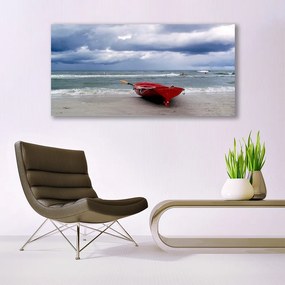 akrylový obraz Loďka Pláž Moře Krajina 120x60 cm
