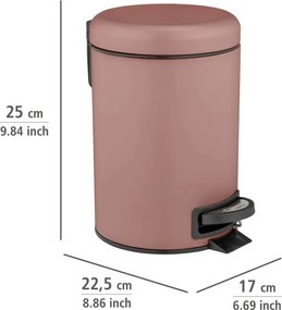 Starorůžový nášlapný ocelový odpadkový koš 3 l Leman – Wenko