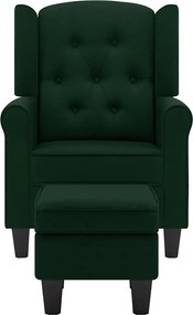 Křeslo s podnožkou tmavě zelené textil 320157