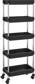 Kuchyňský vozík s 5 patry černý 42x29x128 cm železo a ABS 336331