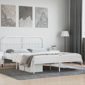 Kovový rám postele s čelem bílý 160 x 200 cm,  352630