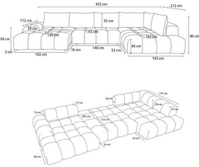 Světle šedá žinylková rozkládací/s úložným prostorem rohová pohovka (pravý roh/do "U") Everest – Bobochic Paris