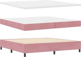 Postel s boxspringem s čelo Růžová 200 x 200 cm samet 3340897