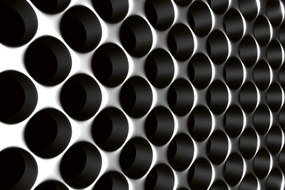 DIMEX | Samolepicí vliesová fototapeta na zeď 3D hliníková abstrakce MA-5-2607 | 375 x 250 cm | bílá, černá