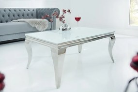 Moderní barokní konferenční stolek 100cm bílé stříbro / 37353