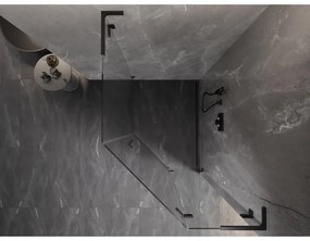Mexen Lunar, L pětiúhelníkový sprchový kout s pravým sklonem 80 x 100 cm, 8mm čiré sklo, černý profil, 831L-080P-100L-70-00-P
