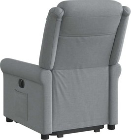 Elektrické zvedací polohovací křeslo světle šedé textil 3303334