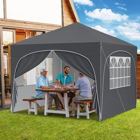 Costway Pavilon s 4 odnímatelnými bočními stěnami zahradní stan vč. – 3 × 3 M