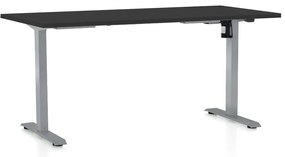 Výškově nastavitelný stůl OfficeTech A, 160 x 80 cm, šedá podnož, černá