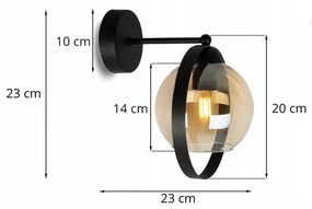 Nástěnné svítidlo HAGA RING 1, 1x medové skleněné stínítko (výběr ze 3 barev uchycení)