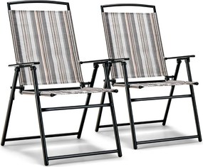 Costway Sada 2 zahradních židlí skládací židle s područkami – 51 × 61,5 × 92 cm
