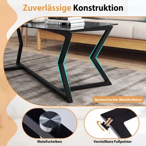 Costway Obdélníkový konferenční stolek s deskou z tvrzeného skla a geometrickým