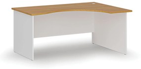 Ergonomický kancelářský pracovní stůl PRIMO WHITE, 1600 x 1200 mm, pravý, bílá/buk