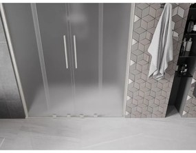 Mexen Velar Duo, posuvné sprchové dveře do otvoru 150 cm, 8mm sklo námraza, broušená ocel, 871-150-000-32-97