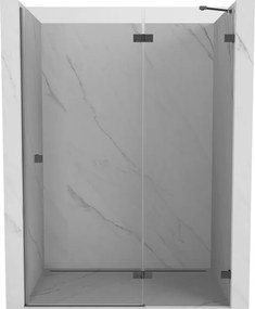 Mexen, Mexen Lunar pravé otočné sprchové dveře 135 cm, transparentní, pistolový kov - 834-135-000-95-00-P