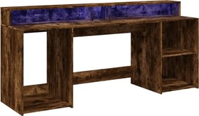 Psací stůl s LED kouřový dub 200 x 55 x 91 cm kompozitní dřevo 3309442