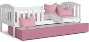 Dětská postel KUBU P2 190x80 cm BÍLÁ-RŮŽOVÁ