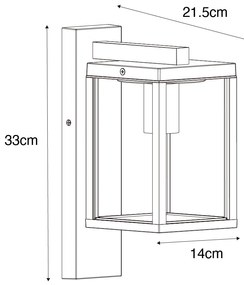 Venkovní nástěnná lampa černá s žebrovaným sklem IP44 - Charlois