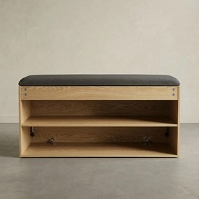 Botník s sedákem a úložným prostorem TORI, 100 x 50 x 35 cm, hnědá