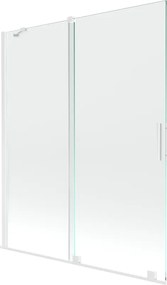 Mexen Velar, 2-křídlová posuvná vanová zástěna 140 x 150 cm, 8mm čiré sklo, bílý profil, 896-140-000-01-20