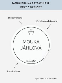 MOUKA JÁHLOVÁ - omyvatelná samolepka na dózu, výběr rozměrů Ø 5 cm / 5 x 5 cm / 6 x 8 cm | DomaLEP