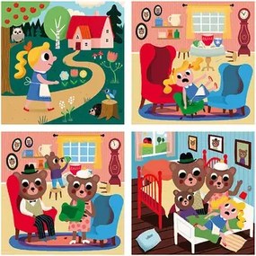 Vilac Dřevěné puzzle Zlatovláska 4 v 1 / od 2 let
