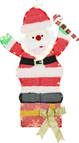 Outsunny 97 LED vánoční dekorace, Vánoce Santa Claus v teplé bílé, ocelový rám, vícebarevná