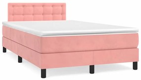 Box spring postel s matrací a LED růžová 120 x 190 cm samet 3270182