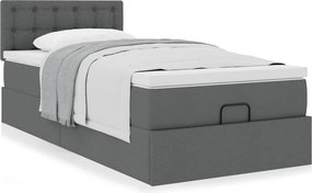 Osmanský rám postele s matrací tmavě šedá 100x200cm textil 3311602