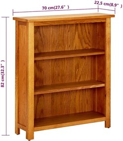 Knihovna se 3 policemi 70 x 22,5 x 82 cm masivní dubové dřevo 244468