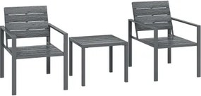 Outsunny 3dílný bistro zahradní set se 2 židlemi z HDPE, tmavě šedá