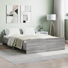vidaXL Rám postele s hlavovým a nožním čelem 135 x 190 cm [3203794] Barva: šedá sonoma