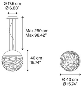 Lodes Závěsné svítidlo Kelly S Sphere, Ø 40 cm, 3xE27 Barva: Měděný bronz