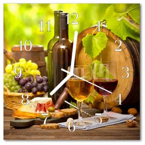 Nástenné skleněné hodiny Hrozny pro víno 30x30 cm