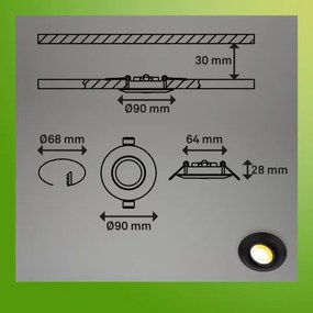 Briloner 7587035-SADA 3xLED Koup podh svítidlo KLIRA 1xLED/4,9W/230V IP23 černá