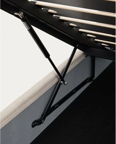 Béžová čalouněná dvoulůžková postel z žinylky s úložným prostorem s roštem 180x200 cm Dafra – Kave Home