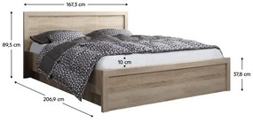 Manželská postel 160 JESS (dub sonoma) (s roštem a matrací). 1091593