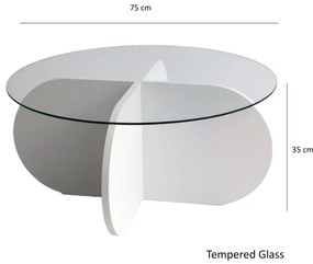 Konferenční stolek BUBBLE 35x75 cm bílá/čirá