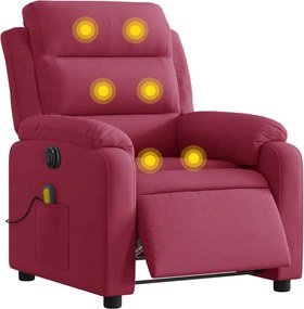 Elektrické masážní polohovací křeslo vínové samet 3205086