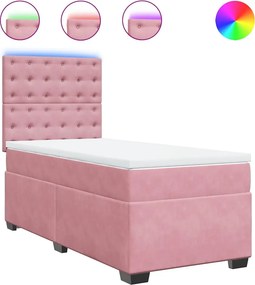 Box spring postel s matrací růžová 80 x 200 cm samet 3293079